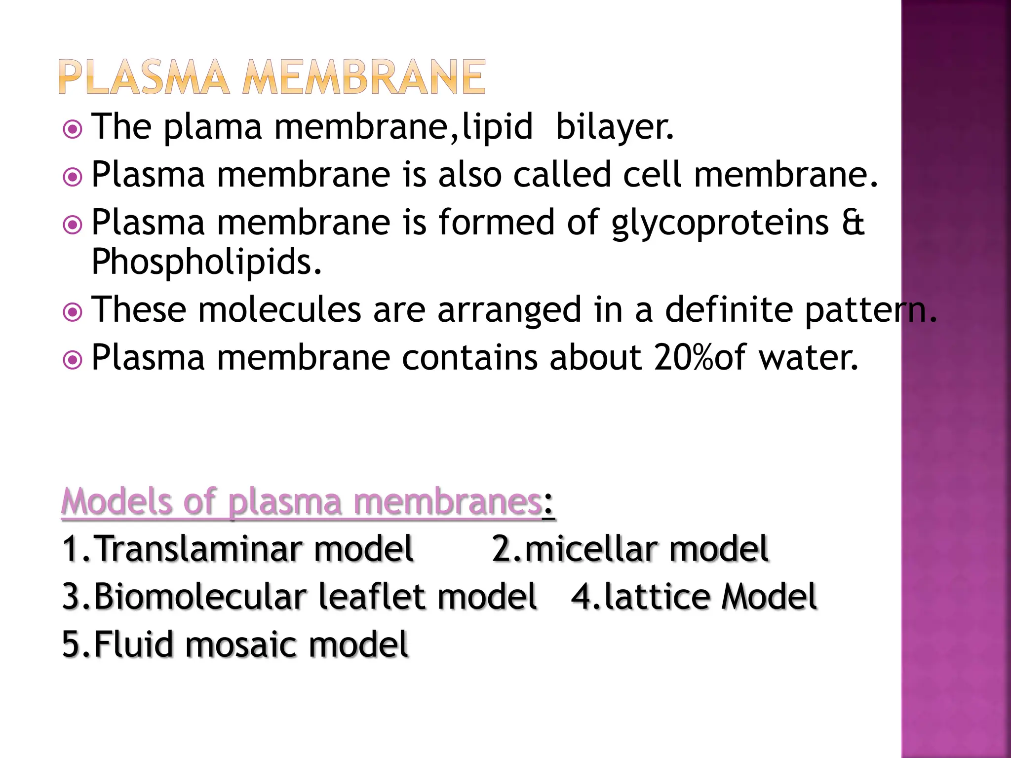 Plasma membrane( fluid mosaic model)ppt. | PPTX