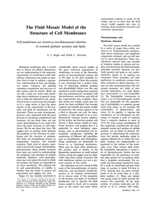 Fluid mosaic model of cell membranes 1972 singer | PDF