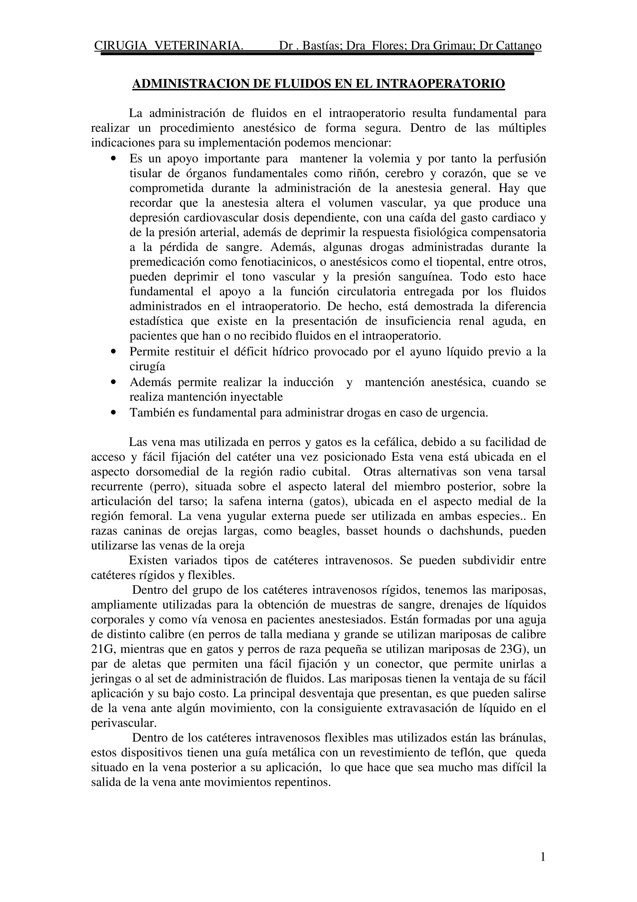 Fluidos en intraoperatorio | PDF