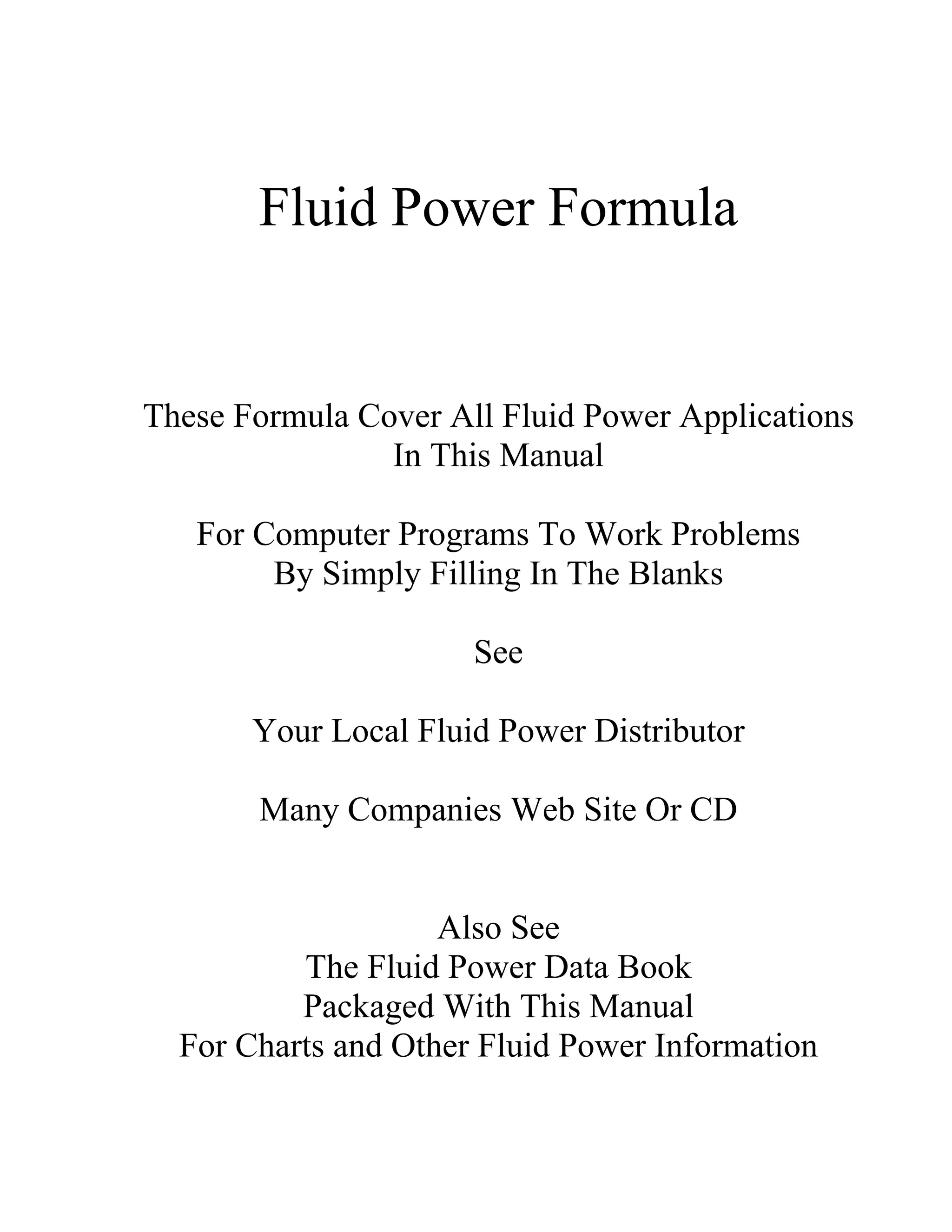 Fluid power formulaes | PDF
