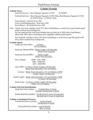 Fluid power formulaes | PDF | Physics | Science