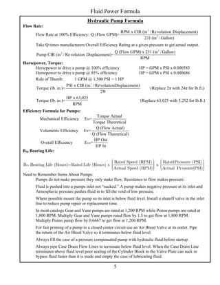 Fluid power formulaes | PDF | Physics | Science