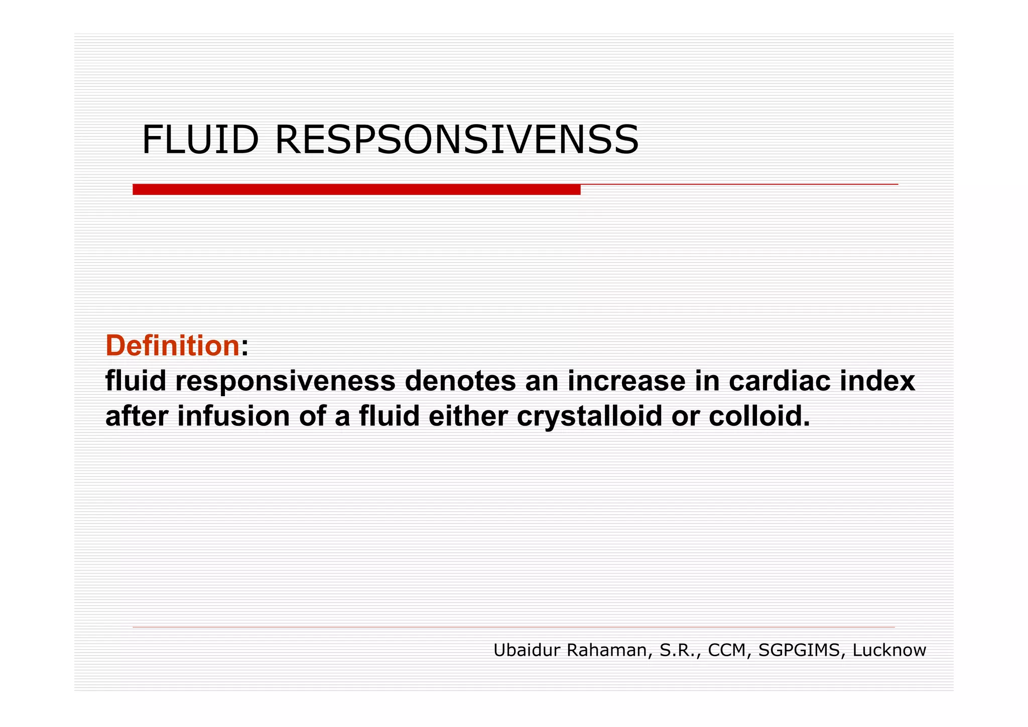 Fluid responsiveness in critically ill patients | PDF