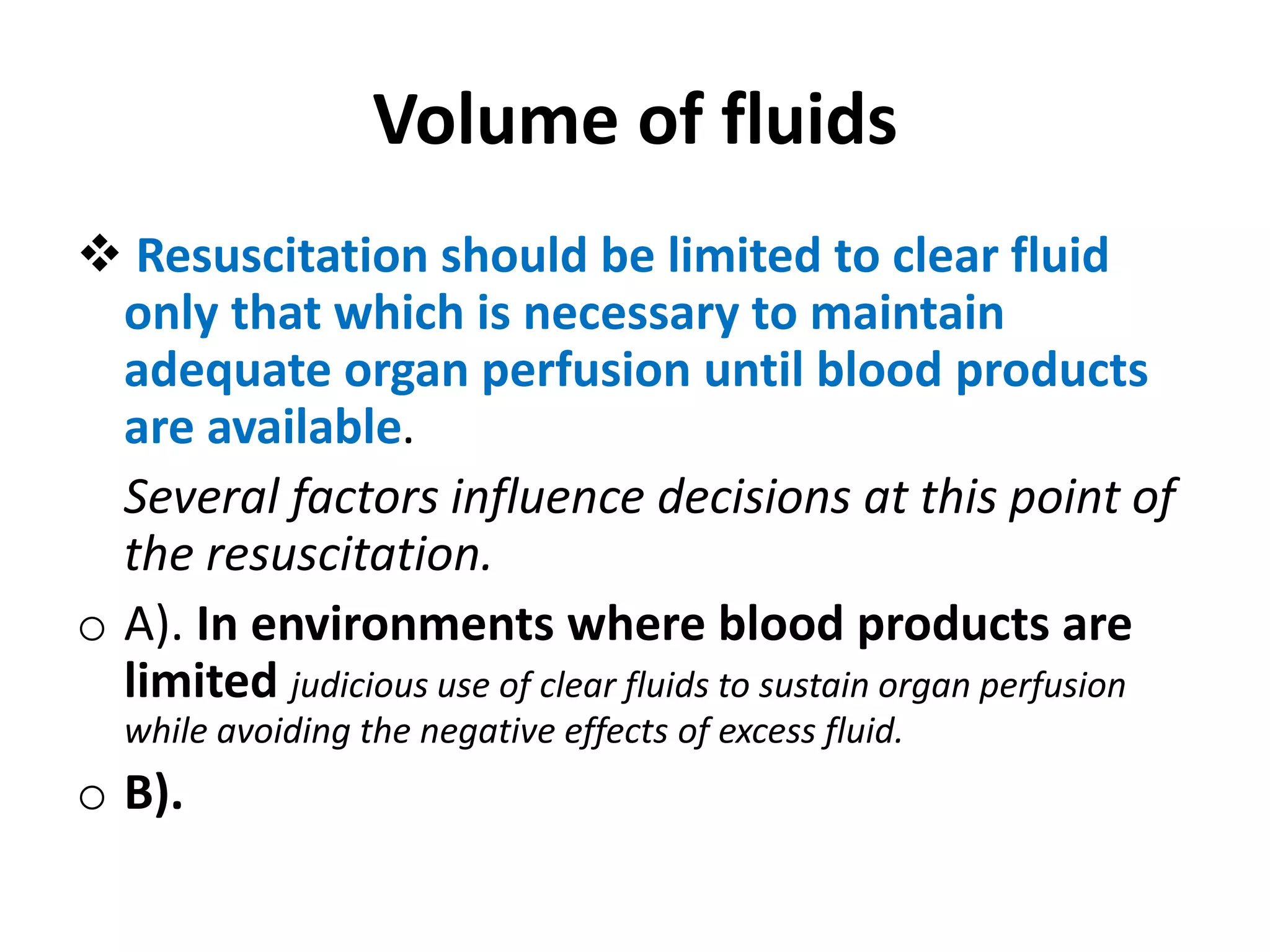 Fluid resuscitation in trauma | PPTX