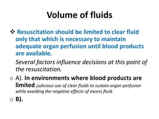 Fluid resuscitation in trauma | PPTX