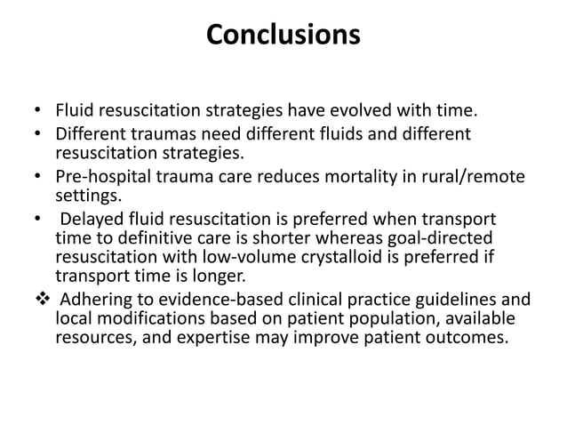Fluid resuscitation in trauma | PPTX