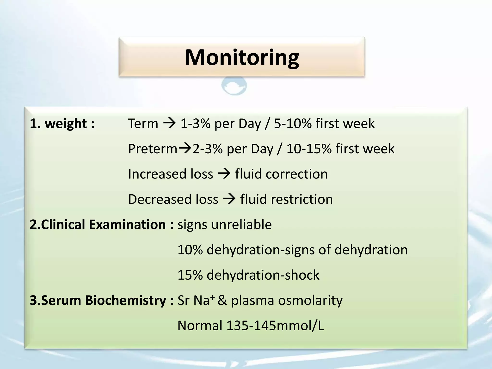 Fluid and electrolyte management in neonates. By Dr Rabab Hashem | PPTX