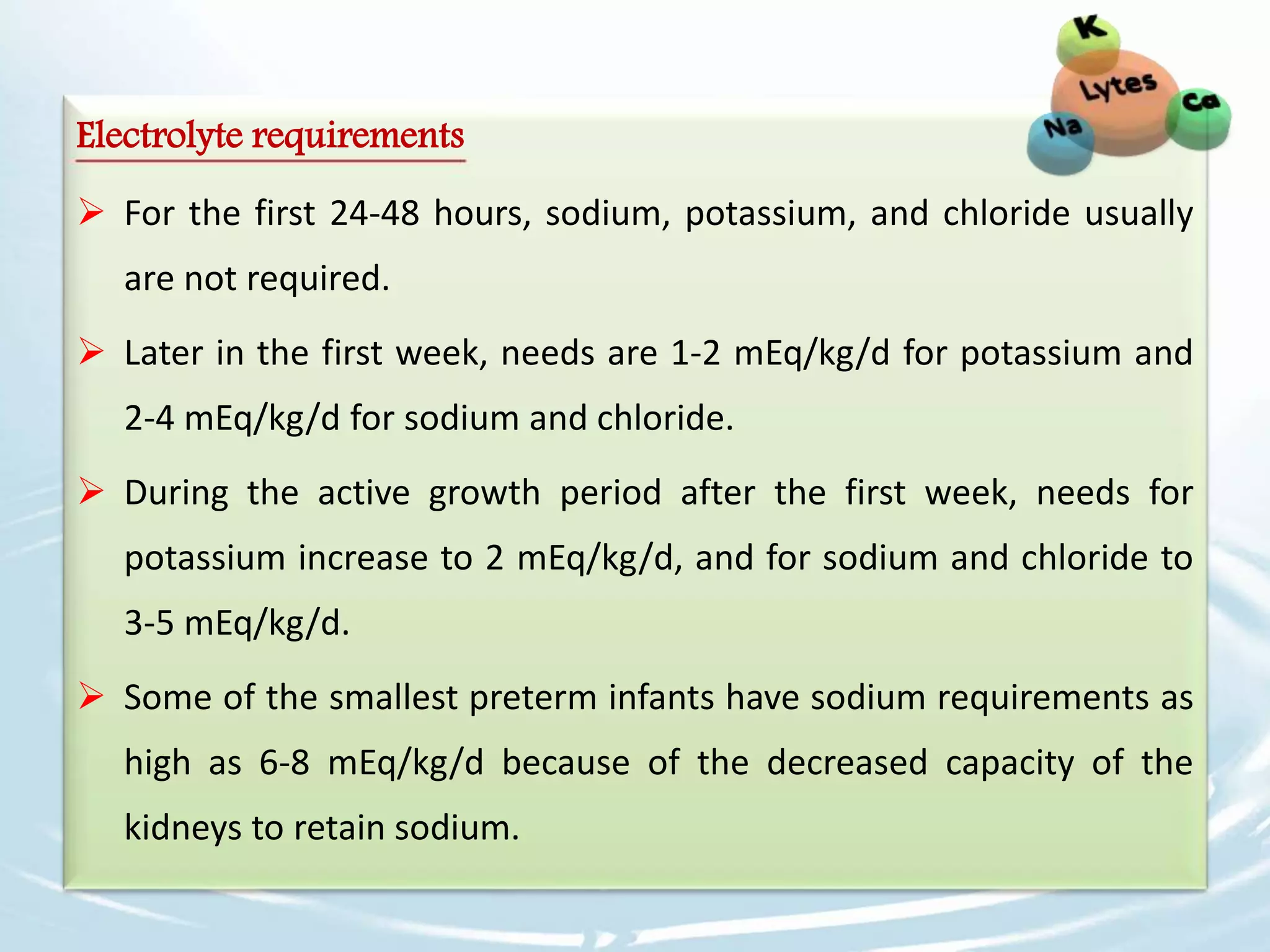 Fluid and electrolyte management in neonates. By Dr Rabab Hashem | PPTX