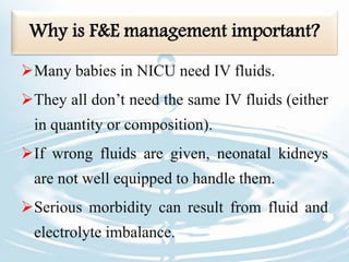 Fluid and electrolyte management in neonates. By Dr Rabab Hashem | PPTX