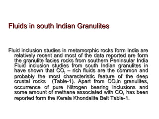 Fluids inclusion of metamorphic rocks | PPT
