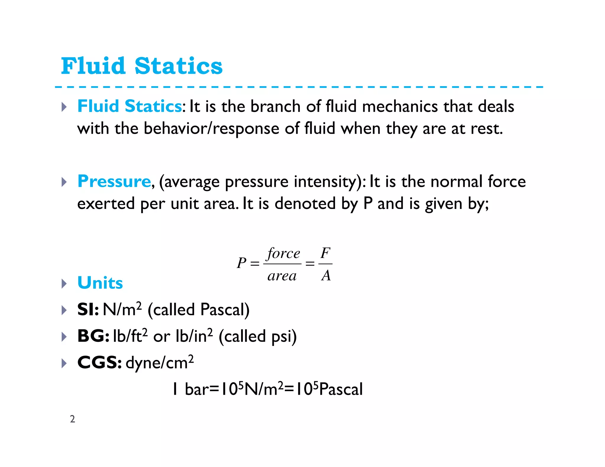 Fluid statics | PDF
