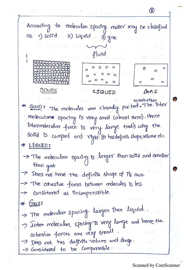Unit I - Fluid statics Hand written notes | PDF | Physics | Science