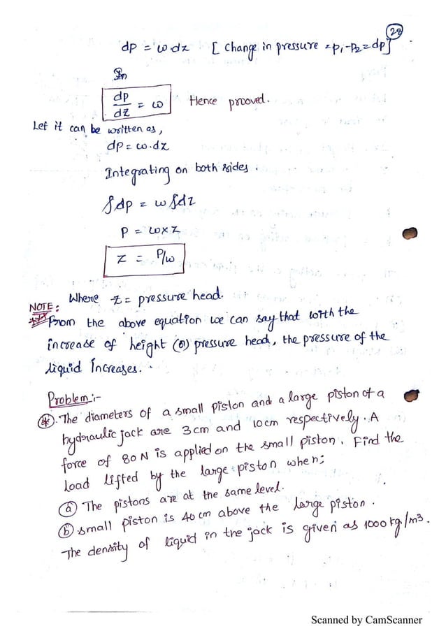 Unit I - Fluid statics Hand written notes | PDF | Physics | Science