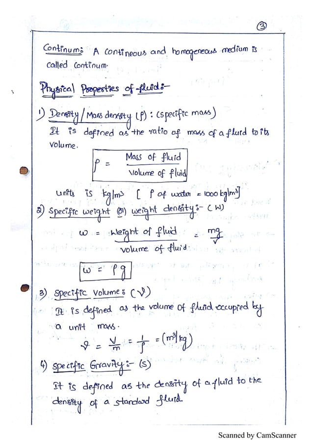Unit I - Fluid statics Hand written notes | PDF | Physics | Science
