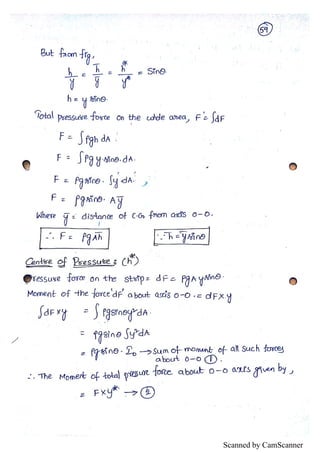 Unit I - Fluid statics Hand written notes | PDF