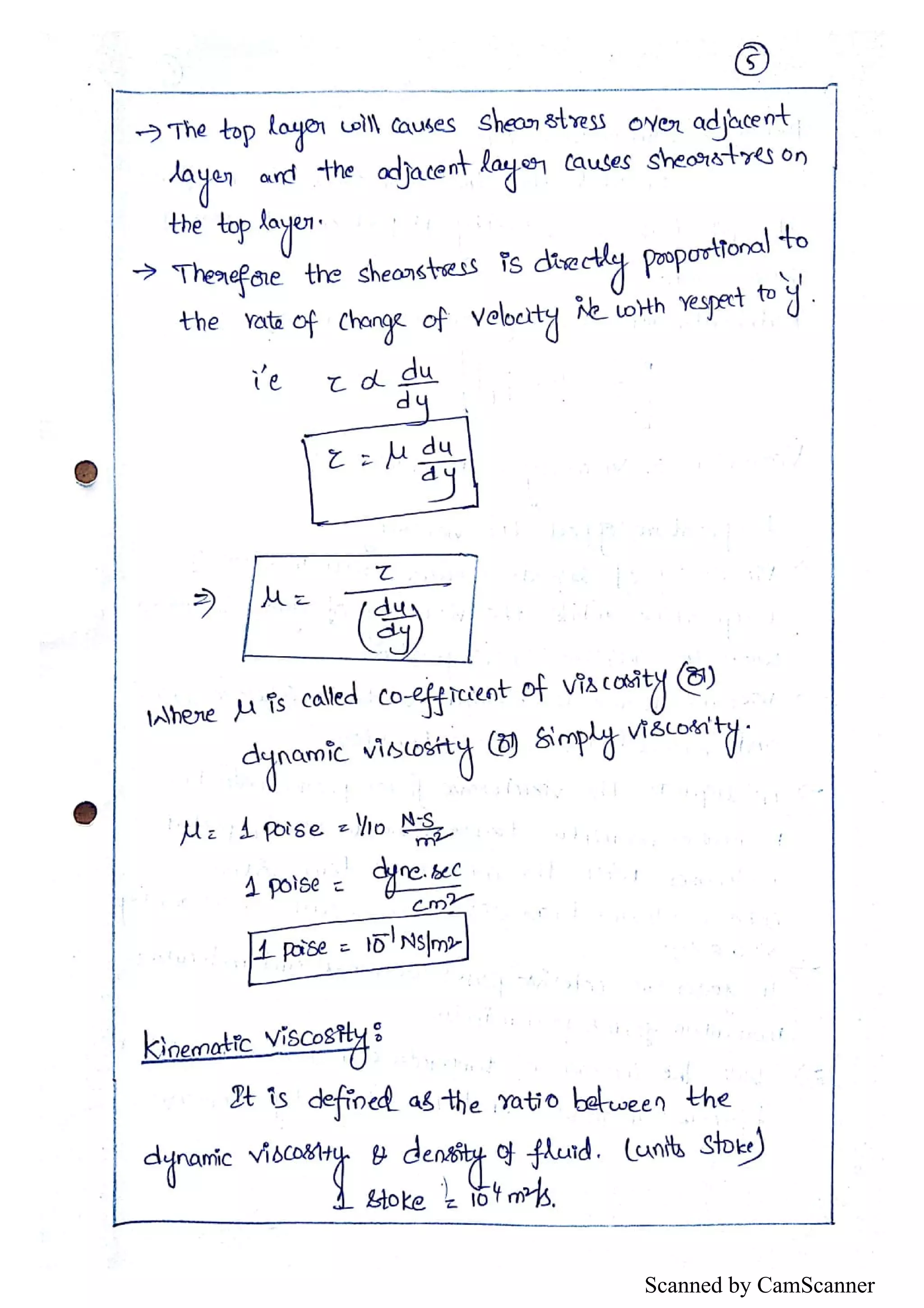 Unit I : Fluid statics notes | PDF