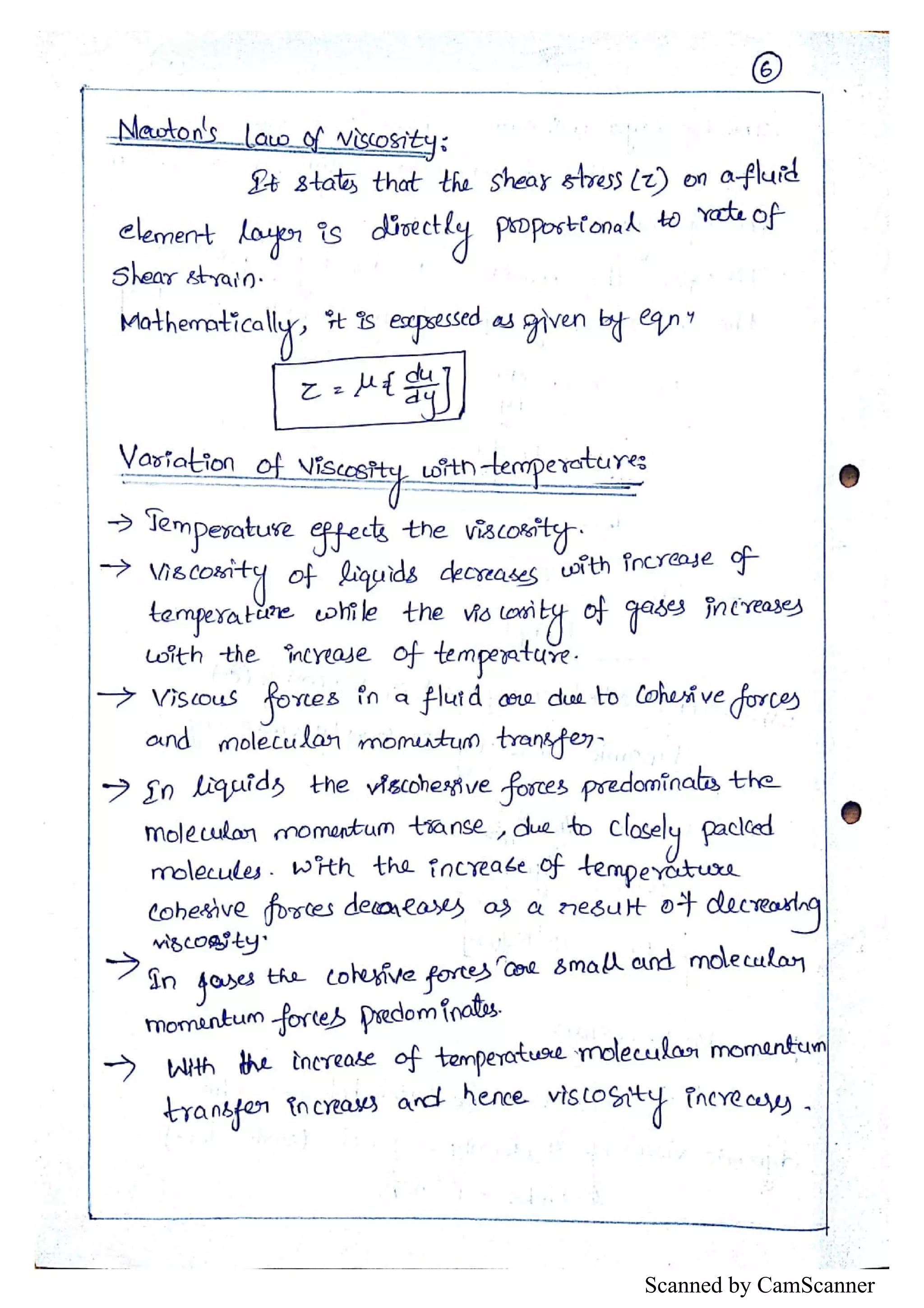 Unit I : Fluid statics notes | PDF