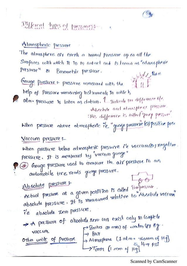 Unit I : Fluid statics notes | PDF