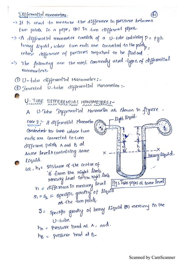 Unit I : Fluid statics notes | PDF
