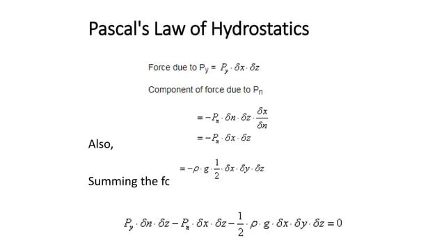Fluid statics Part - I, Basic equations of fluid statics | PPTX ...