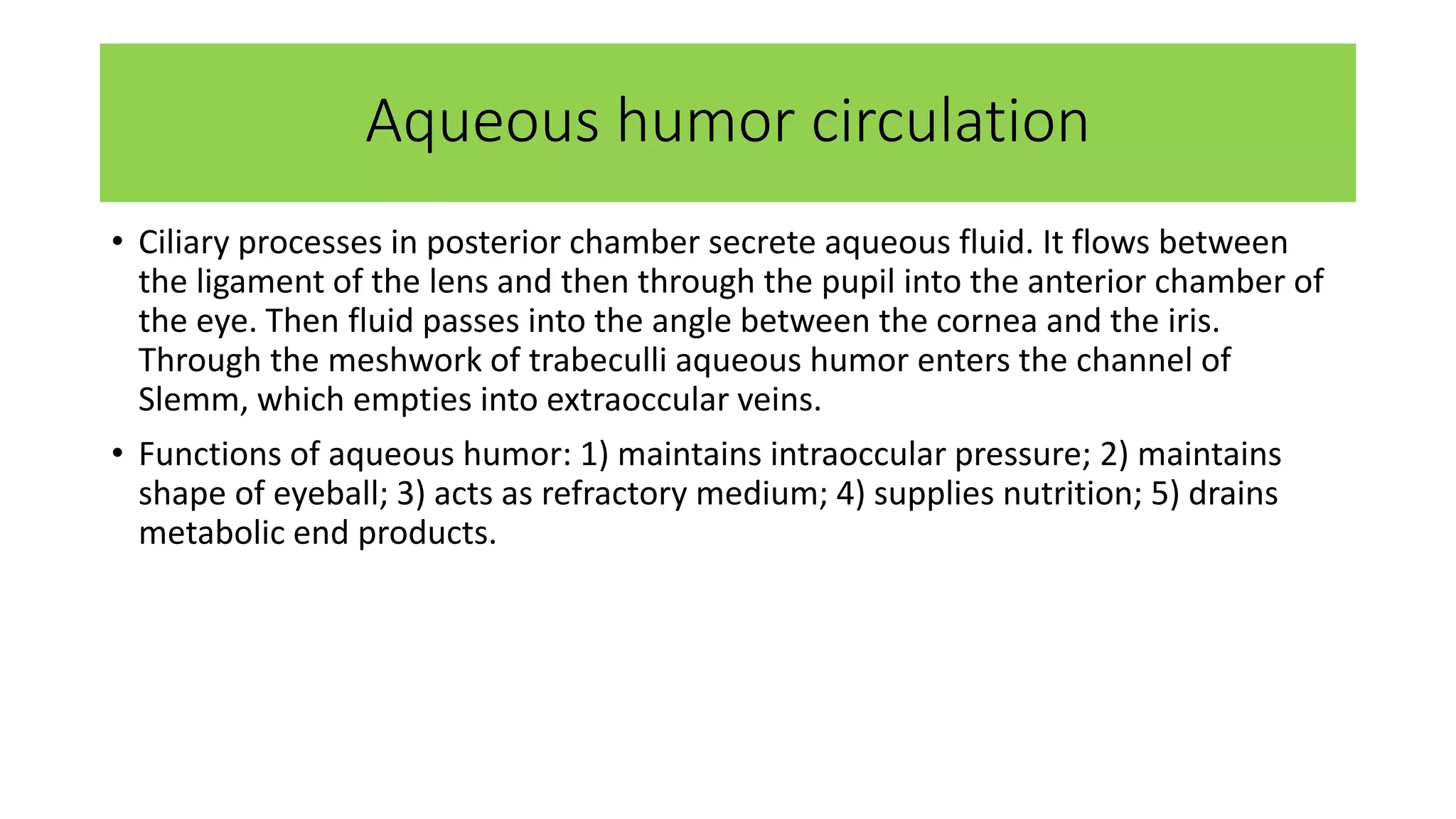 Fluid system of the eye (Glaucoma) | PPTX