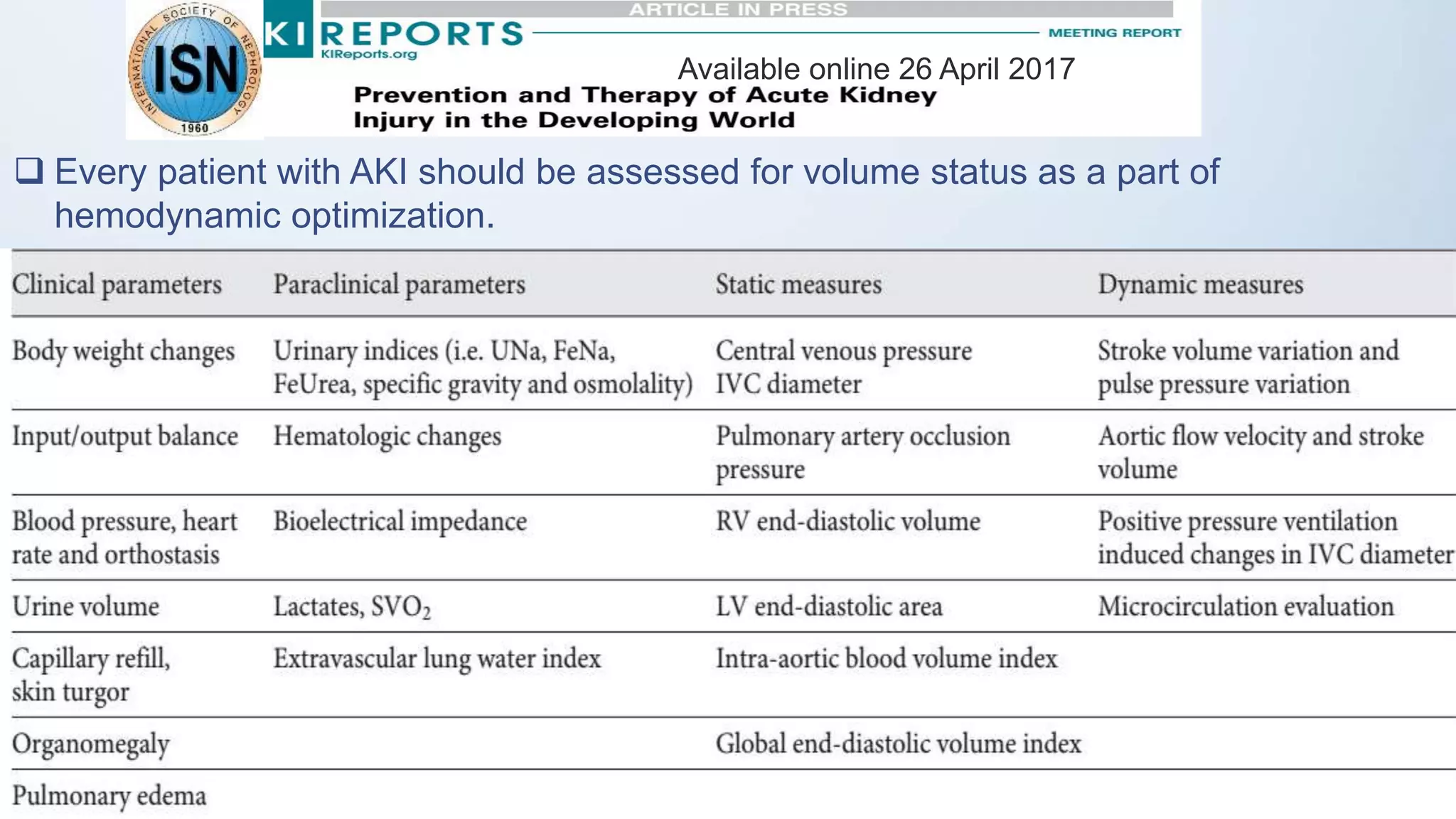 Fluid Therapy In AKI | PPTX | First Aid | Injuries