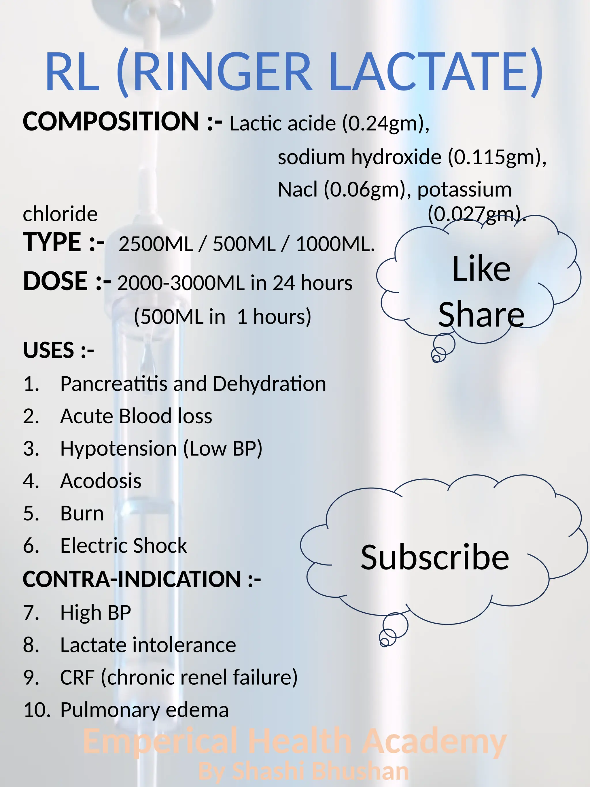 IV fluid Types, composition, Dose, Uses. | PPTX