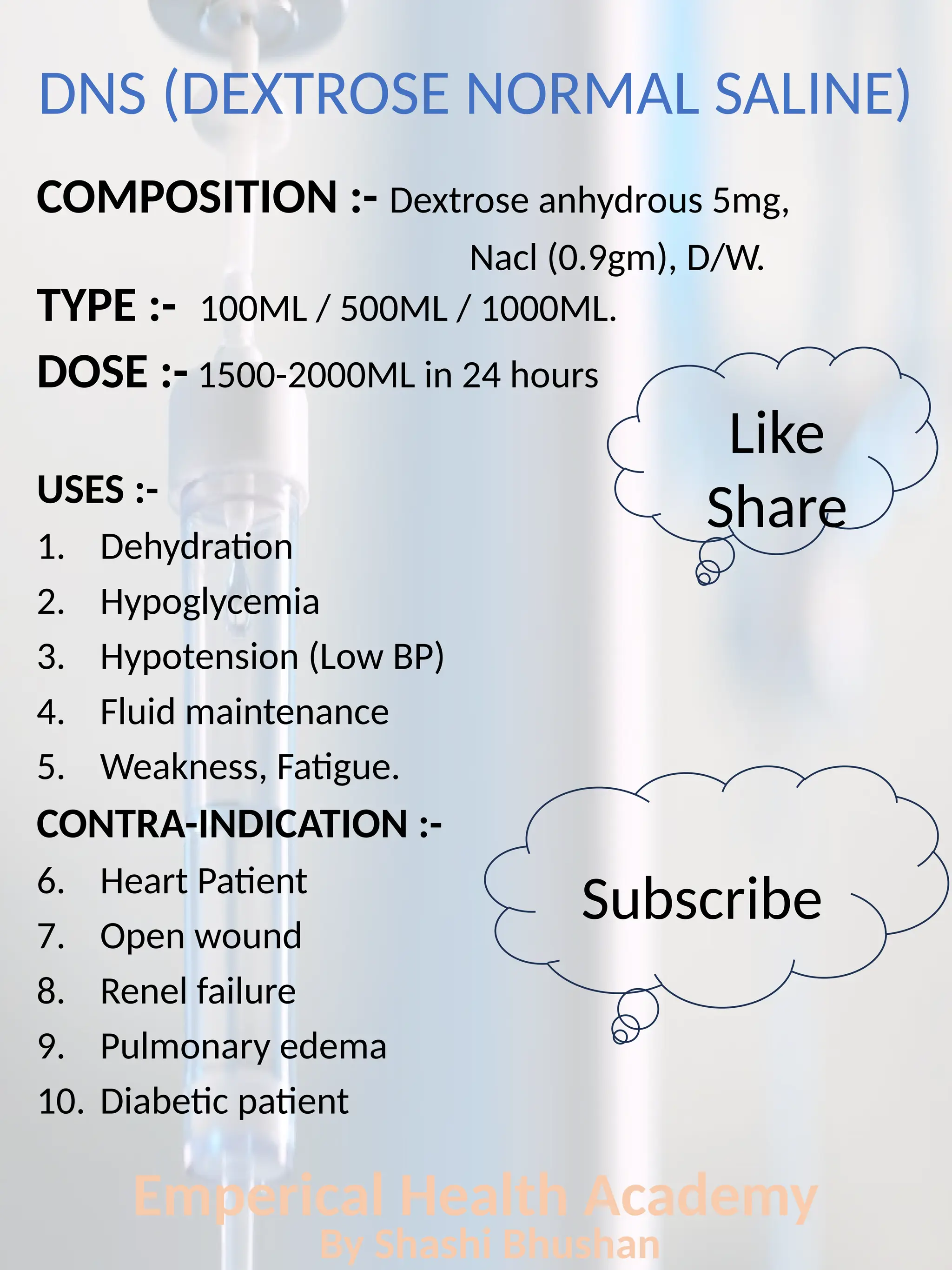 IV fluid Types, composition, Dose, Uses. | PPTX