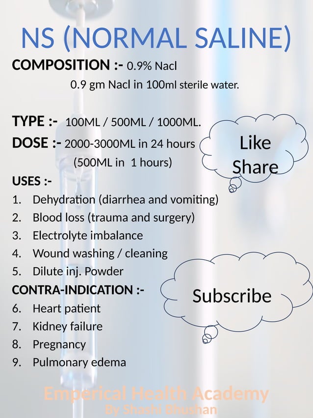IV fluid Types, composition, Dose, Uses. | PPTX