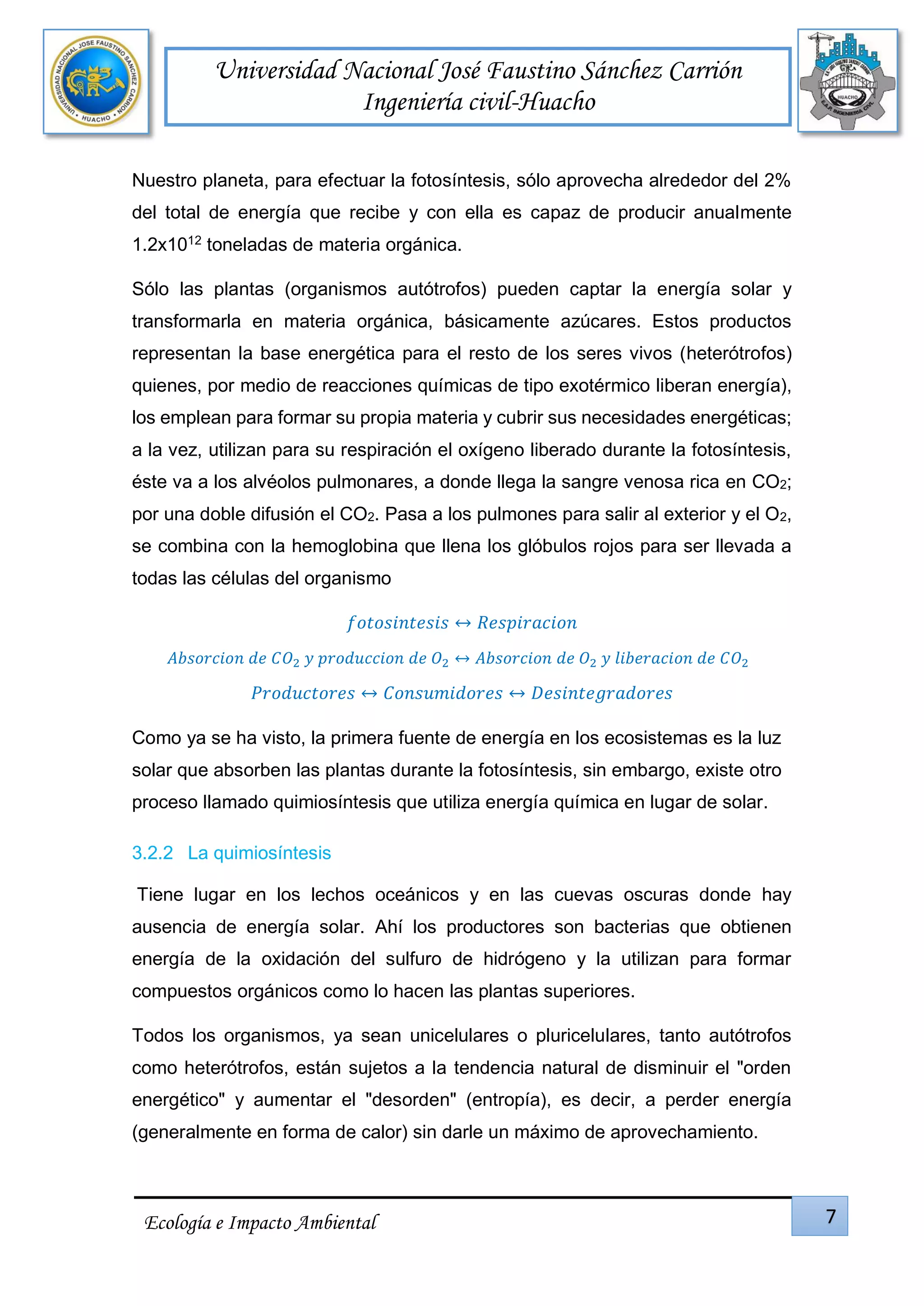 Flujo de energia en los ecosistemas | PDF