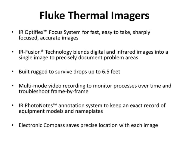 Fluke Thermal Imagers | PPTX | Cameras and Camcorders | Consumer Electronics