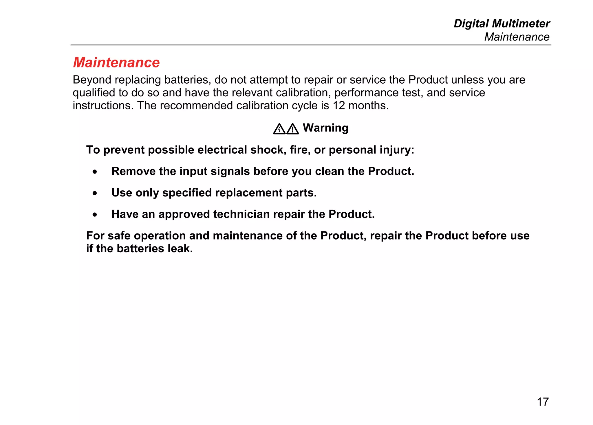 Fluke 101 Basic Digital Multimeter User Manual | PDF