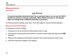 Fluke 101 Basic Digital Multimeter User Manual | PDF