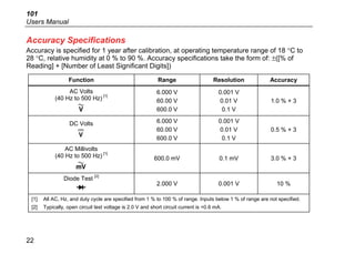 Fluke 101 Basic Digital Multimeter User Manual | PDF
