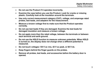 Fluke 101 Basic Digital Multimeter User Manual | PDF