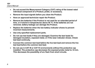 Fluke 101 Basic Digital Multimeter User Manual | PDF