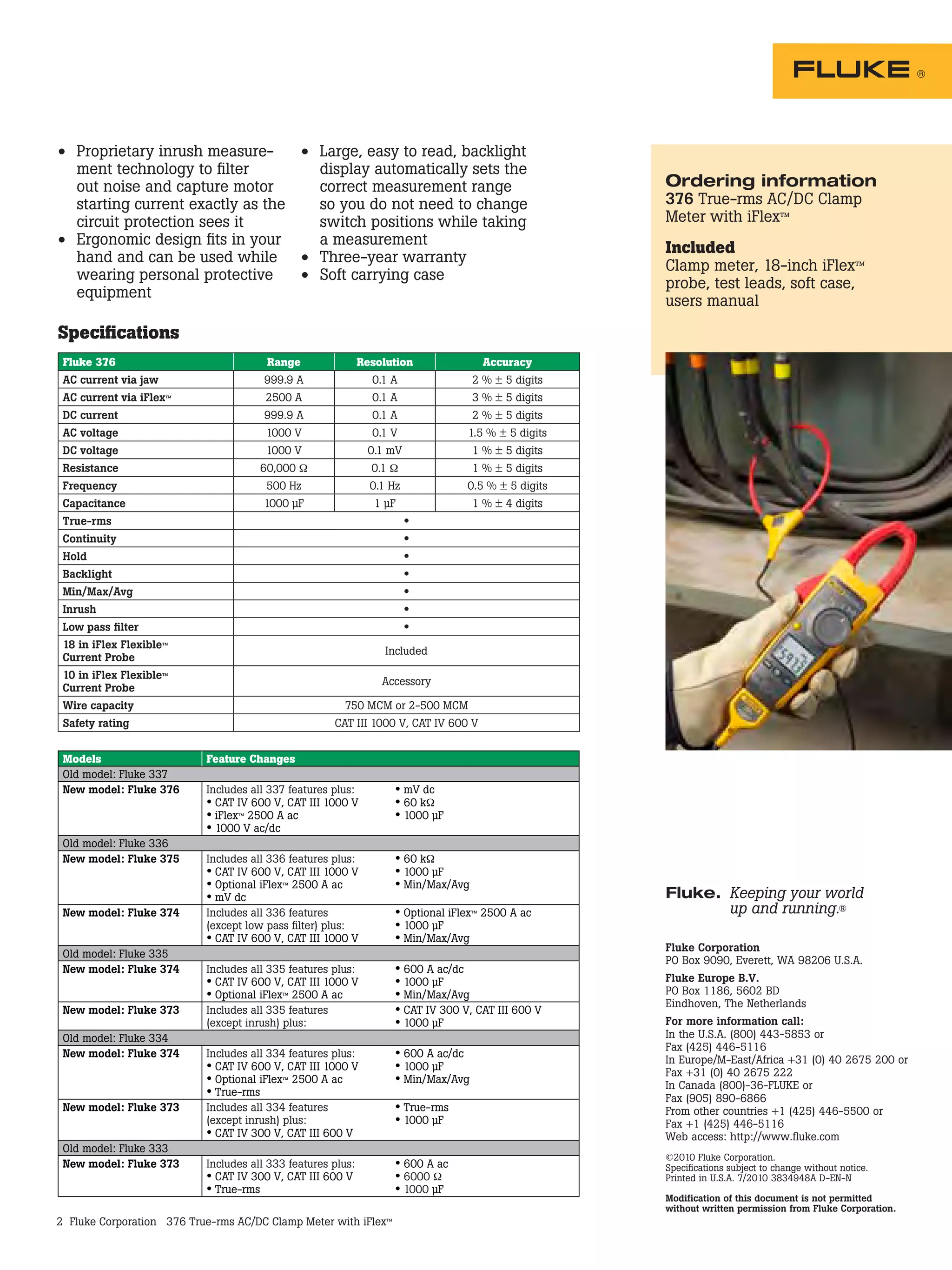Fluke 376 FC Clamp Meter in India from SPI Engineers | PDF