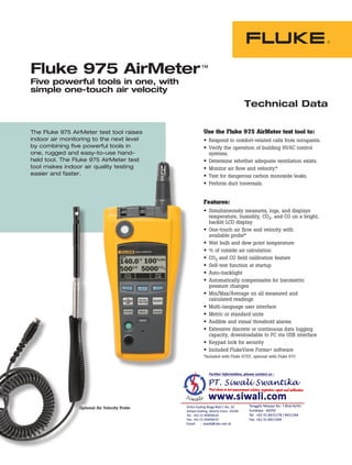 Datasheet Fluke 975. Hubungi PT. Siwali Swantika 021-45850618 | PDF
