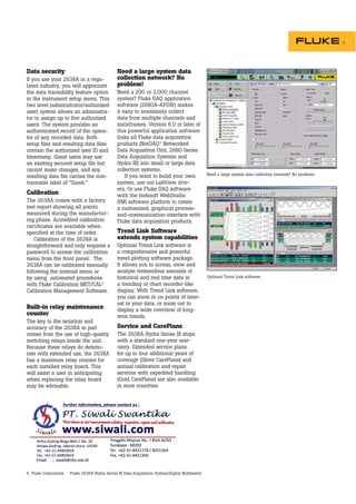 Datasheet Fluke Hydra Series III. Hubungi PT. Siwali Swantika 021-45850618 | PDF