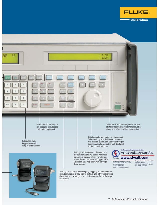 Datasheet Fluke 5522A. Hubungi PT. Siwali Swantika 021-45850618 | PDF