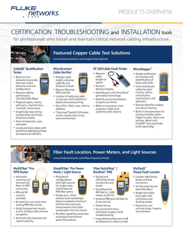 Fiber and Cable Certification, Networking and Installation Tools | PDF