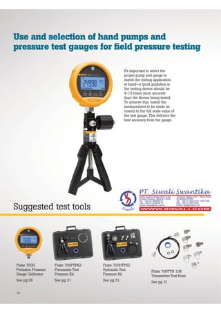 Fluke Catalog | Pressure Calibration Application and Solutions | PDF
