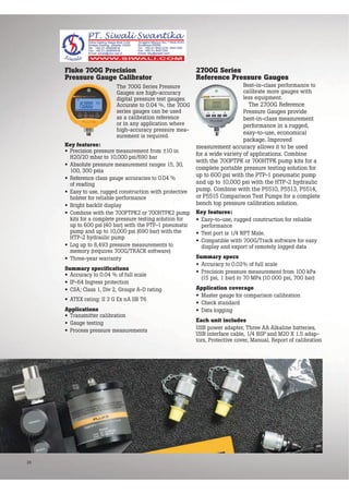 Fluke Catalog | Pressure Calibration Application and Solutions | PDF