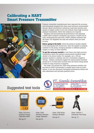 Fluke Catalog | Pressure Calibration Application and Solutions | PDF