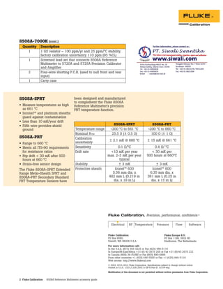 Datasheet Fluke 8508A Accessory Guide. Hubungi PT. Siwali Swantika 021 ...