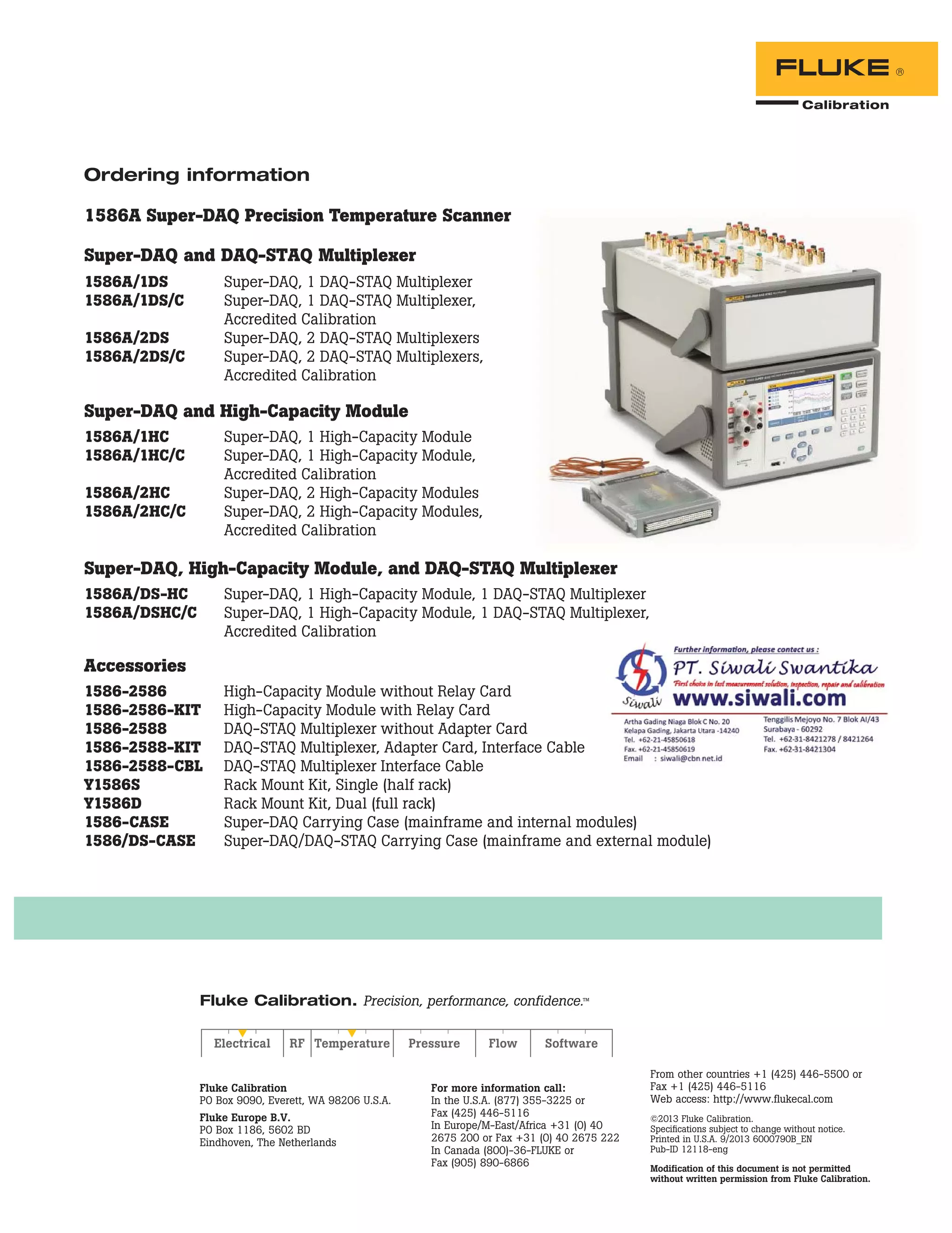 Datasheet Fluke 1586A Super-DAQ Extended Specification. Hubungi PT ...