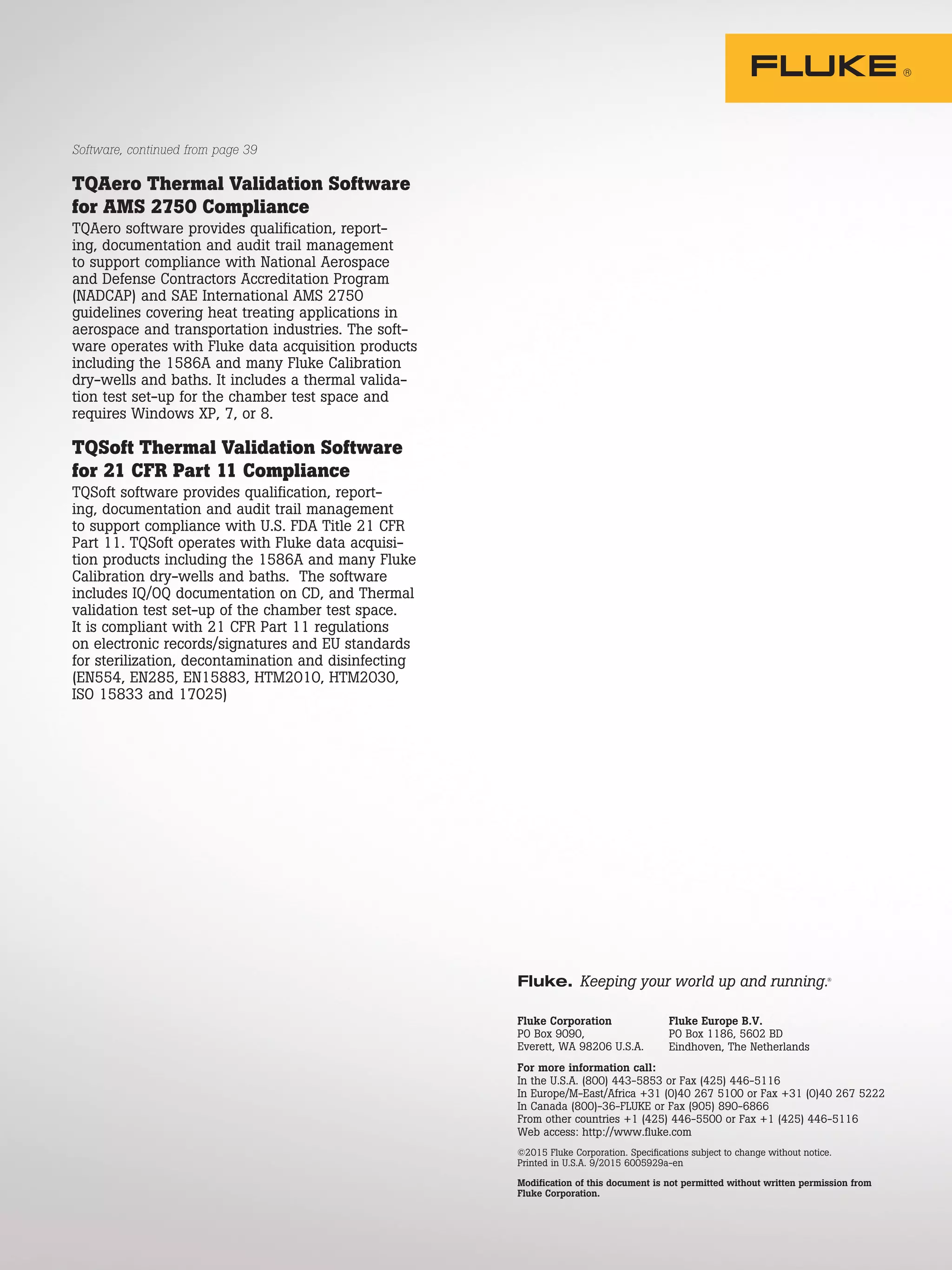 Fluke Temperature Calibration Catalog | PDF | Physics | Science