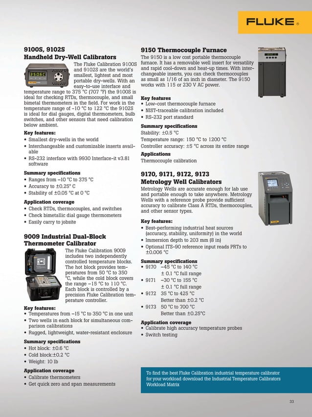 Fluke Temperature Calibration Catalog | PDF | Physics | Science