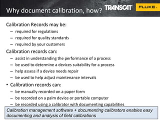 Transcat and Fluke Webinar: Streamlining Instrument Calibration | PPT
