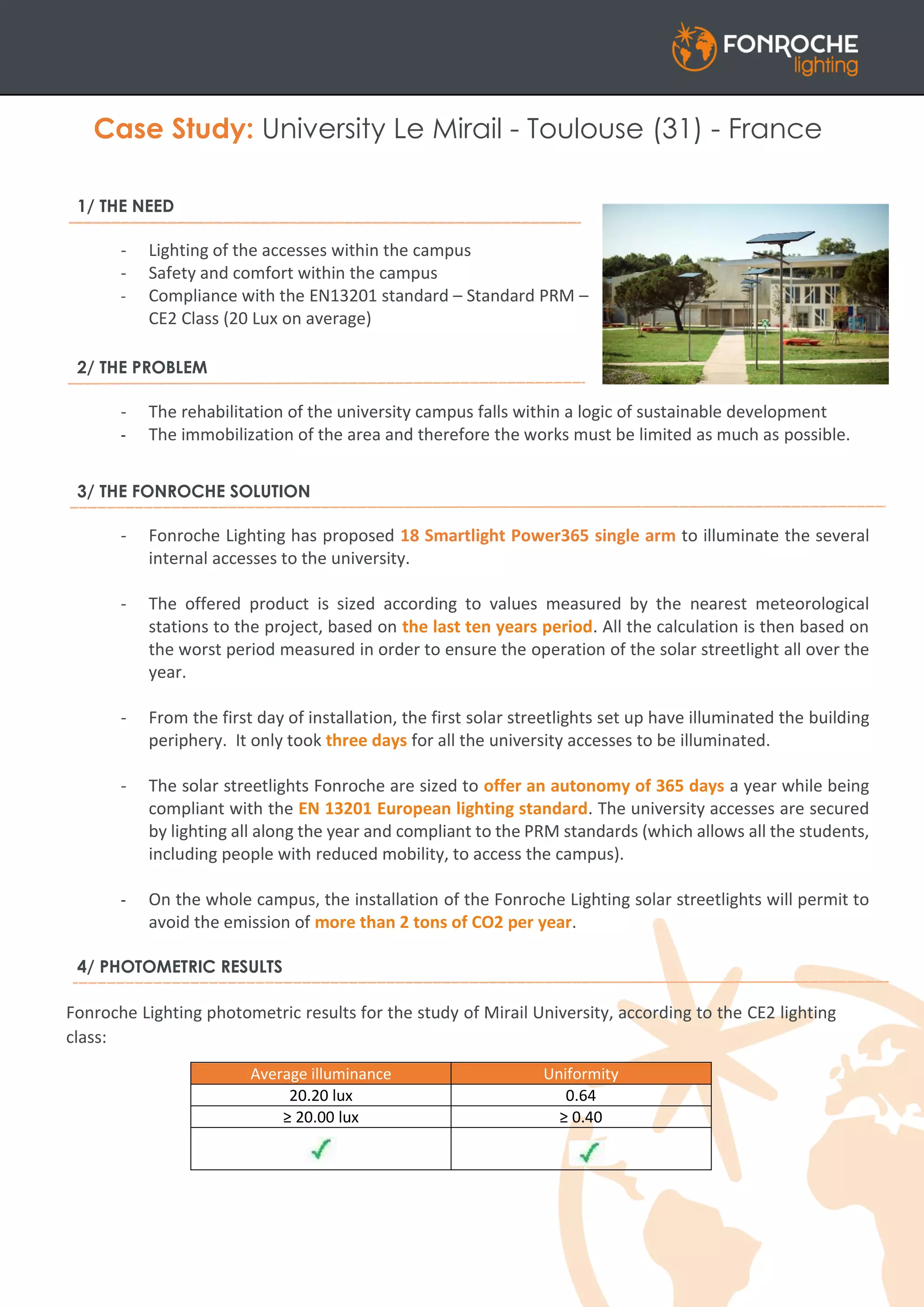 Fonroche Solar Street Lighting Case Study: University Campus Lighting | PDF